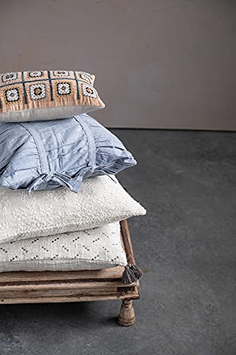 Creative Co-Op Decorative Woven Cotton Jacquard Square Throw Pillow, Beige & Cream
