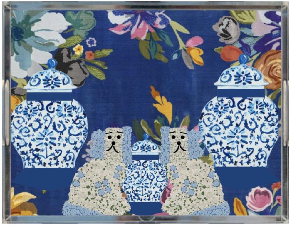 Acrylic Serving Tray ; Staffordshire Dogs Acrylic Serving Tray ; Ginger Jars Jar Acrylic Vanity Tray ; Decorative Trays for the Kithen and Bathroom