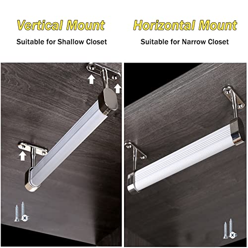 RAUGAJ Silver Aluminum Alloy Closet Rod Cuttable, 30-140Cm Long Oval Clothes Hanging Bar Top Mount, for Nursery/Home/Hotel/Office, with Bracket Kits/Closet W/D 47.2"(120Cm)
