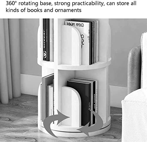 Bookcases Creativity Corner Shelf Bookshelf Solid Wood Revolving Floor Standing Children Living Room 360 Degree Rotating Storage HAOHAOMAI, Brown, 39x99cm