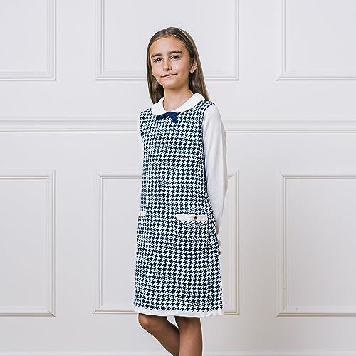 Hope & Henry Girls' Long Sleeve French Blocked Peter Pan Collar Sweater Dress