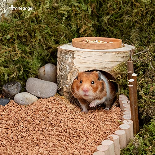 Niteangel Hamster Hideout Tree Trunk Tunnel for Dwarf Syrian Hamsters Gerbils and Small Animals (Tunnel Hideout w/Bowl)