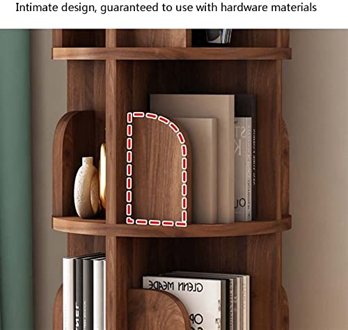 Bookcases Creativity Corner Shelf Bookshelf Solid Wood Revolving Floor Standing Children Living Room 360 Degree Rotating Storage HAOHAOMAI, Brown, 39x99cm