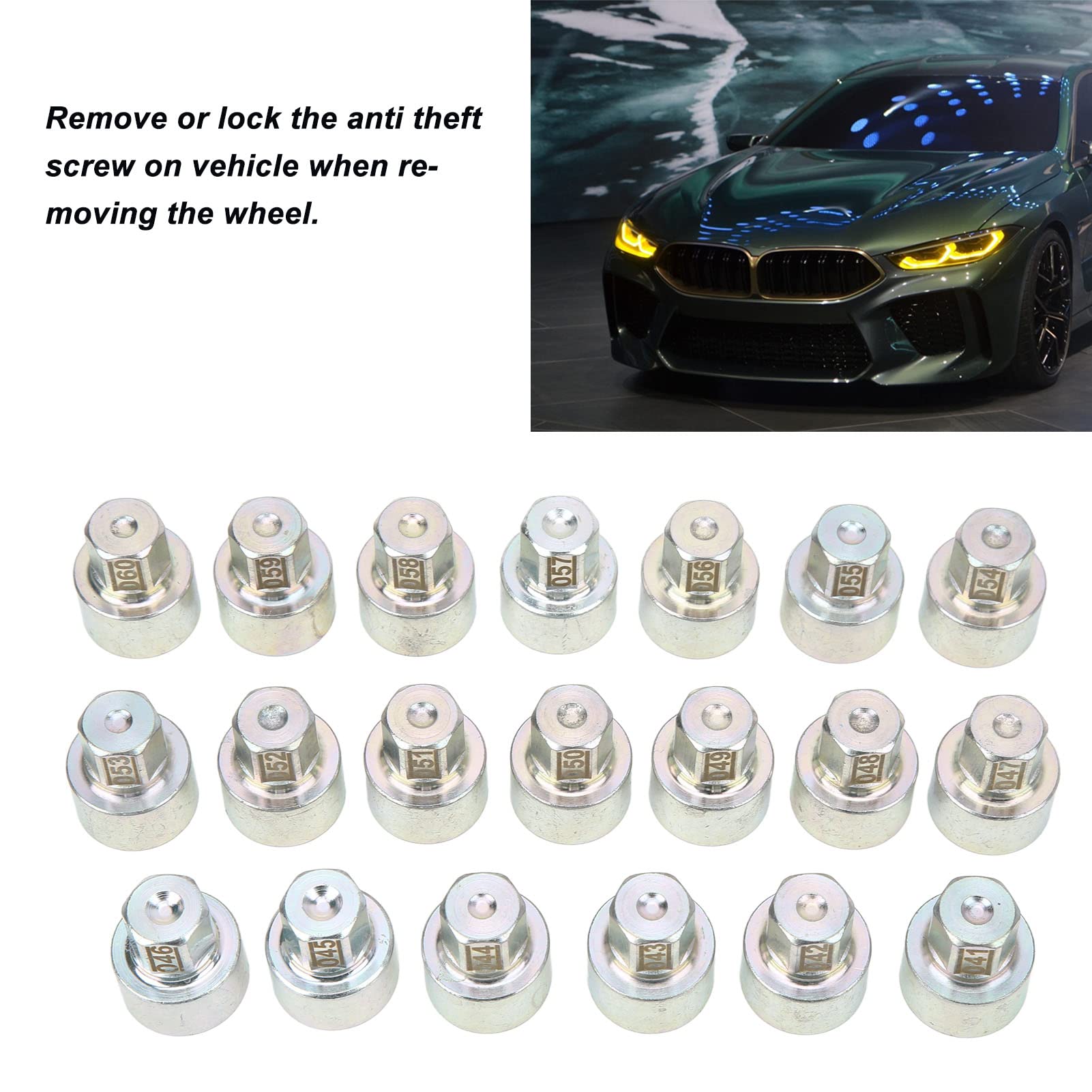 Wheel Lock Lug Nut Kit, Metal Wheel Lock Lug Nut Socket Set High Strength Stable Performance Anti Theft Lug Stud Removal Tool for Cars