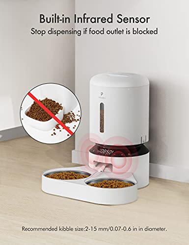 PETLIBRO Automatic Cat Feeder for Two Cats, 5L Dry Food Dispenser with Splitter and Two Stainless Bowls, 10s Meal Call and Timer Setting, 50 Portions 6 Meals Per Day for Cat and Dog