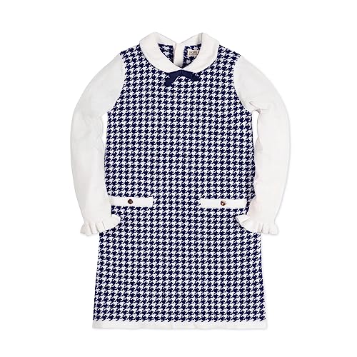Hope & Henry Girls' Long Sleeve French Blocked Peter Pan Collar Sweater Dress