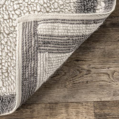 nuLOOM Sondra Machine Washable Wool Moroccan Diamond Area Rug, 5' x 8', Ivory