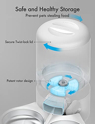 PETLIBRO Automatic Cat Feeder for Two Cats, 5L Dry Food Dispenser with Splitter and Two Stainless Bowls, 10s Meal Call and Timer Setting, 50 Portions 6 Meals Per Day for Cat and Dog