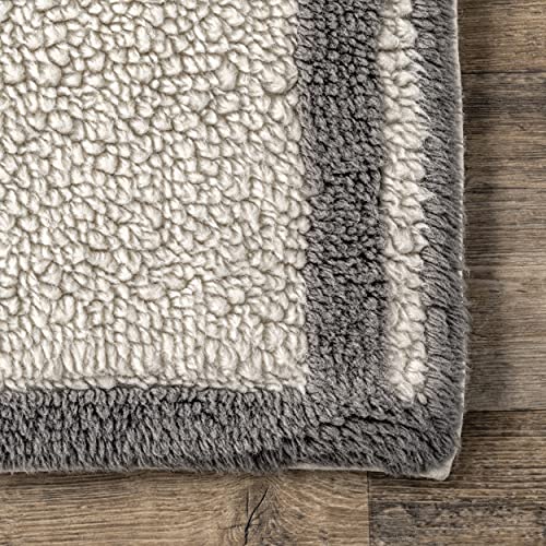 nuLOOM Sondra Machine Washable Wool Moroccan Diamond Area Rug, 5' x 8', Ivory