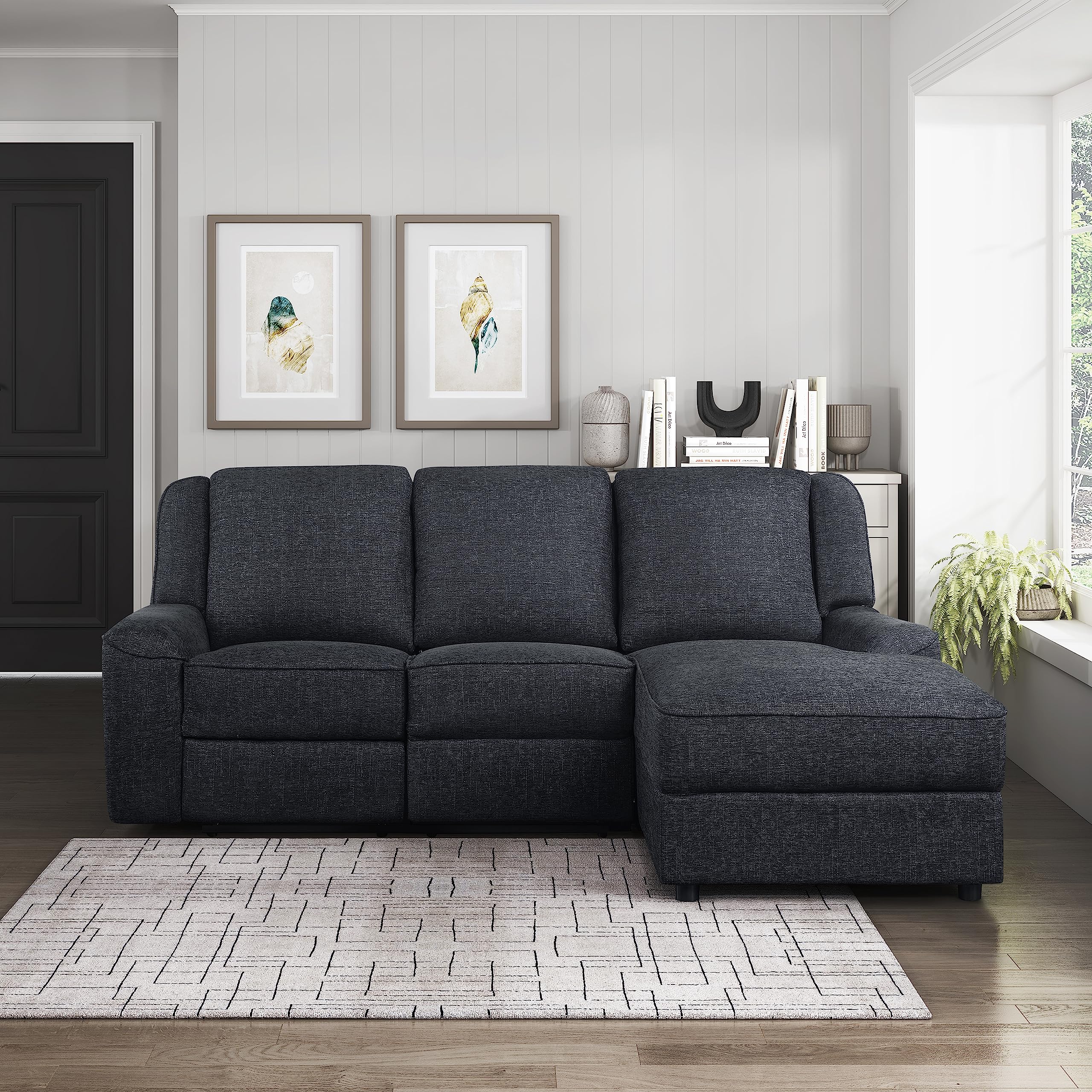 Lexicon Velsen 2-Piece Reclining Sectional Sofa with Right Chaise, Ebony