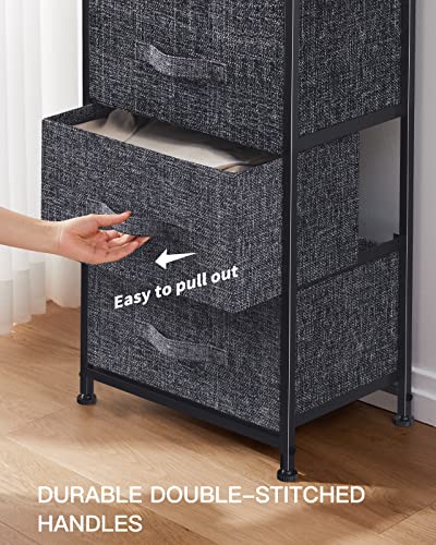Pipishell Dresser with 4 Drawers, Tall Storage Tower with Sturdy Steel Frame Wood Top,Fabric Dresser Organizer Unit for Bedroom, Hallway, Entryway, Closets, Nursery Room Black