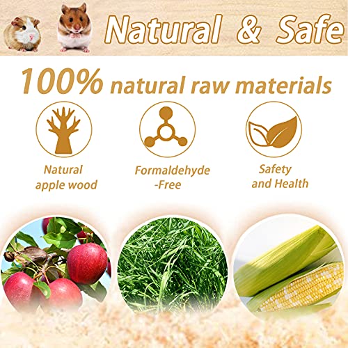 DJun Bunny Chew Toys for Teeth Include Natural Apple Branch String Timothy Hay Sticks Timothy Hay Ring Timothy Hay Carrot for Rabbit Rodents Guinea Pigs Chinchilla Hamster (Style 1)