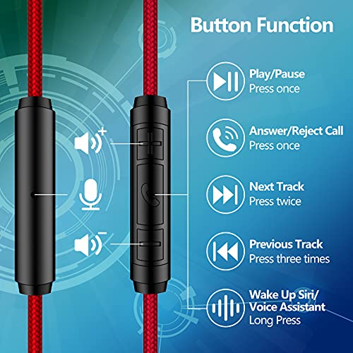 Replacement for Bose Headphone Cord, 2.5mm to 3.5mm Audio Cable for Bose 700 QC25 QC35 QC35 II OE2 AE2, JBL E45BT E55BT E65BTNC, AKG Nylon Braided Wire with Inline Mic & Volume Control (1.5m, Red)