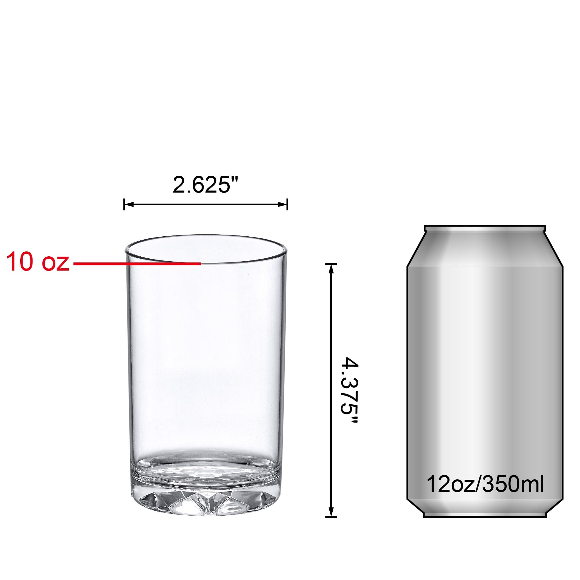 Amazing Abby - Liberty - 10-Ounce Plastic Tumblers (Set of 6), Plastic Drinking Glasses, Reusable Plastic Cups, BPA-Free, Shatter-Proof, Dishwasher-Safe (Made of Plastic, NOT Glass)