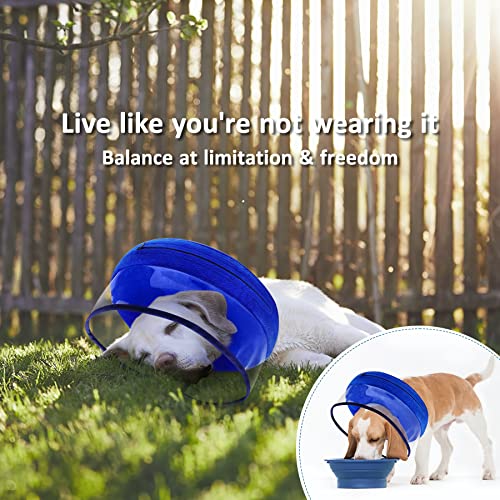 Zeaxuie Soft Inflatable Dog Cone Collar for Dogs After Surgery with Enhanced Anti-Licking for Unrestricted in Daily Life, Pack of One, Blue (Size 6)