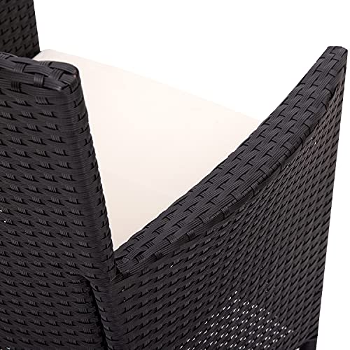 ERYE 7 Pieces PE Wicker Rattan Dining Sets Include Tempered Frosted Glass Table,6 Armchairs and Cushions, All-Weather Outdoor & Patio Conversation Dinner Furniture for Garden Backyard,Black +Beige