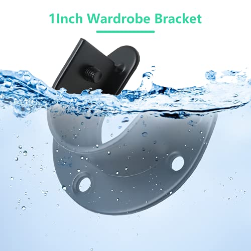 Suiwotin 2 Packs Stainless Steel Closet Rod End Supports 1 Inch Wardrobe Bracket Heavy Duty Closet Pole Sockets Flange Rod Holder, U-Shaped with Screws, Black