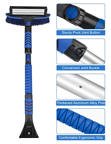 anngrowy 41" Ice Scraper Snow Brush for Car Snow Scraper and Brush Snow Broom Windshield Scraper Car Snow Removal Equipment Snow Cleaner for Car Squeegee Extendable Long Snow Brush Broom for SUV Truck