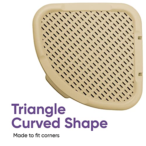 Plastic Corner Laundry Hamper with Lid, Curved Designed Laundry Basket, 2 Pack Triangle Beige Cloths Hamper Organizer with Cut-out Handles for Laundry Room Bedroom Bathroom, Wicker Design, 50 Liter