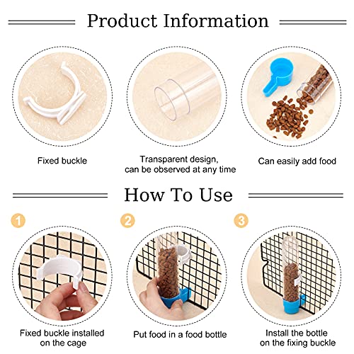 AHANDMAKER 5 Sets Automatic Bird Feeder Dispenser, 5 Styles Bird Water Bottle Drinker Container, Waterer Clip Hanging in Birds Cage for Parrots