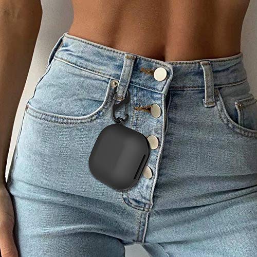 Geiomoo Silicone Carrying Case Compatible with Galaxy Buds2, Galaxy Buds Pro, Galaxy Buds Live, Portable Scratch Shock Resistant Cover with Carabiner (Black)