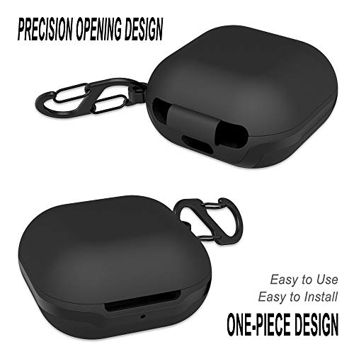 Geiomoo Silicone Carrying Case Compatible with Galaxy Buds2, Galaxy Buds Pro, Galaxy Buds Live, Portable Scratch Shock Resistant Cover with Carabiner (Black)