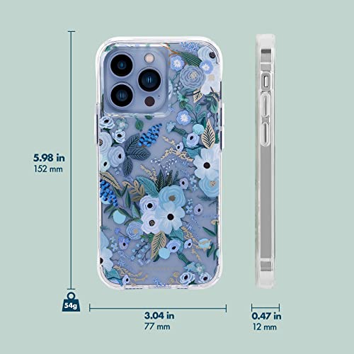 Rifle Paper Co. iPhone 13 Pro - 10ft Drop Protection with Wireless Charging, Scratch Resistant Protective 6.1" Case for iPhone 13 Pro, Shock Absorbing Material, Floral Print -Garden Party Blue