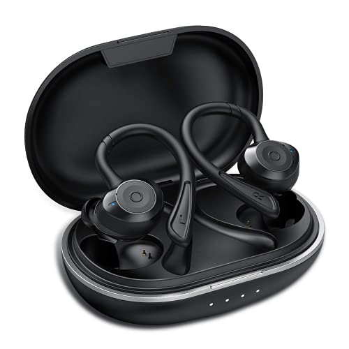 JoxFel Wireless Ear Buds,Bluetooth Running Headphones with Built-in Microphone Deep Bass 36H Playtime in Ear Earbud with Ear-Hooks LED Display IPX7 Waterproof Sport Earbuds for Running Gym Working