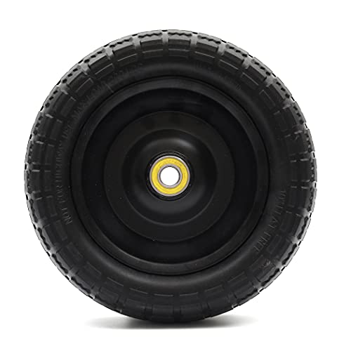 (4-Pack) 10ββ Replacement Tire for Gorilla Cart - Solid Polyurethane Flat-Free Tire and Wheel Assembly - 3β Wide Tires with 5/8 Axle Borehole and 2.1β Hub