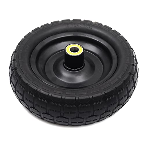 (4-Pack) 10ββ Replacement Tire for Gorilla Cart - Solid Polyurethane Flat-Free Tire and Wheel Assembly - 3β Wide Tires with 5/8 Axle Borehole and 2.1β Hub