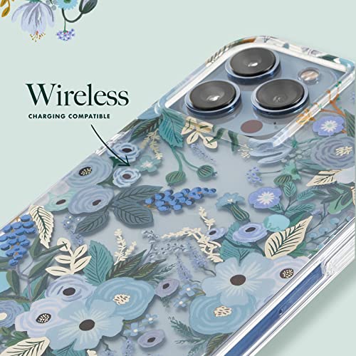 Rifle Paper Co. iPhone 13 Pro - 10ft Drop Protection with Wireless Charging, Scratch Resistant Protective 6.1" Case for iPhone 13 Pro, Shock Absorbing Material, Floral Print -Garden Party Blue