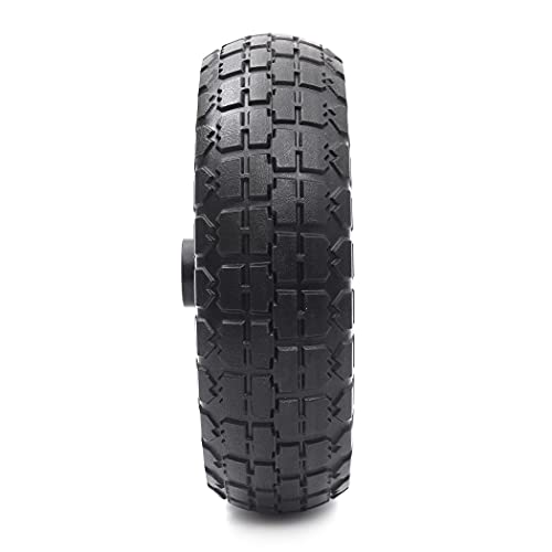 (4-Pack) 10ββ Replacement Tire for Gorilla Cart - Solid Polyurethane Flat-Free Tire and Wheel Assembly - 3β Wide Tires with 5/8 Axle Borehole and 2.1β Hub