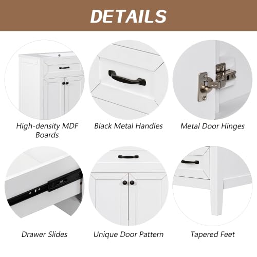 SZLIZCCC 36" Bathroom Vanity with Sink Combo, Bathroom Cabinet with Drawers, Solid Frame and MDF Board