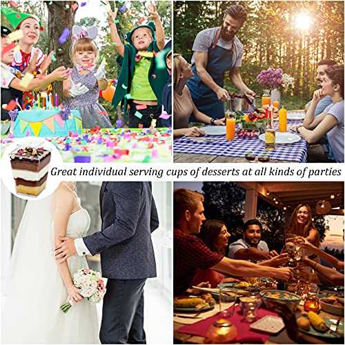 Colovis Desert Cups with Lids and Spoons, 100 Pack 5 OZ Clear Square Parfait Cups Plastic Appetizer Cups for Party Cheesecakes Puddings Fruits (100)