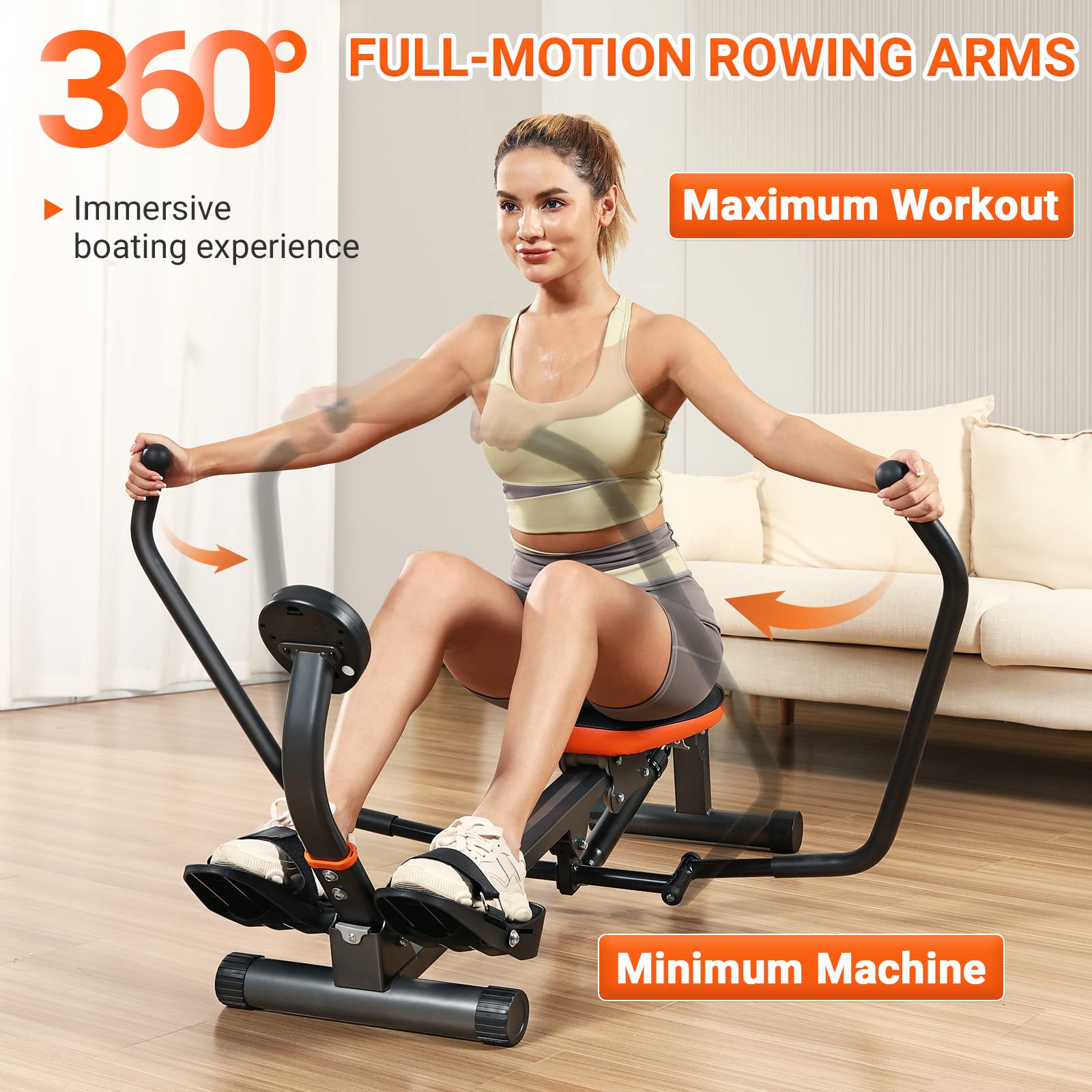 Niceday Hydraulic Squat Machine & Rowing Machine, 16 Resistance level & LCD Monitor