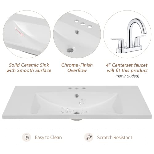 SZLIZCCC 36" Bathroom Vanity with Sink Combo, Bathroom Cabinet with Drawers, Solid Frame and MDF Board