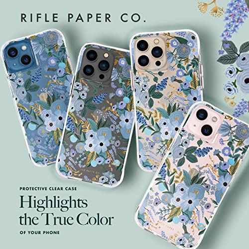 Rifle Paper Co. iPhone 13 Pro - 10ft Drop Protection with Wireless Charging, Scratch Resistant Protective 6.1" Case for iPhone 13 Pro, Shock Absorbing Material, Floral Print -Garden Party Blue