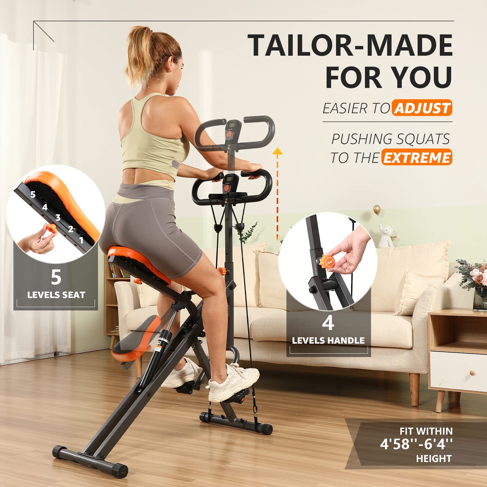 Niceday Hydraulic Squat Machine & Rowing Machine, 16 Resistance level & LCD Monitor