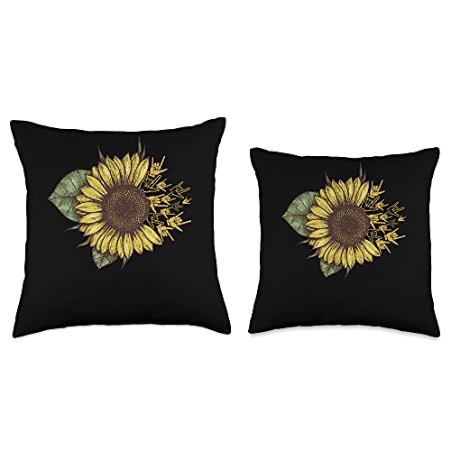 Floral American Sign Language ASL Sunflower Tu Sunflower Love American Sign Language ASL Costume Throw Pillow, 18x18, Multicolor