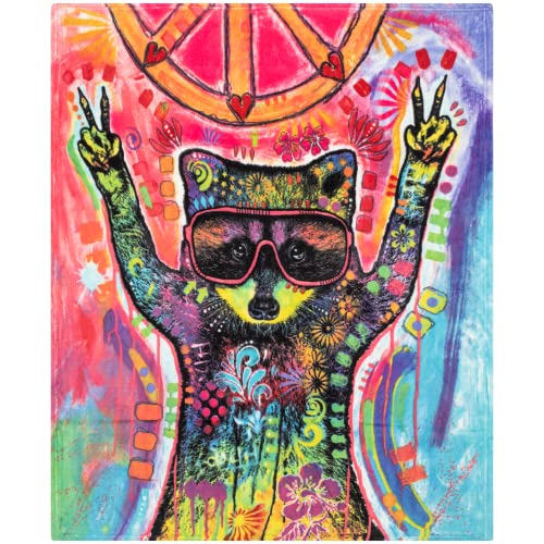 Dawhud Direct Colorful Racoon Fleece Blanket for Bed 50" x 60" Dean Russo Raccoon Fleece Throw Blanket for Women, Men and Kids Super Soft Plush Racoon Blanket Throw Plush Blanket for Racoon Lovers