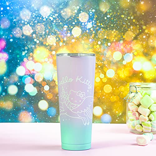 Zak Designs Sanrio Hello Kitty Vacuum Insulated Stainless Steel Travel Tumbler with Splash-Proof Lid, Includes Reusable Plastic Straw and Fits in Car Cup Holders (18/8 SS, 25 oz)