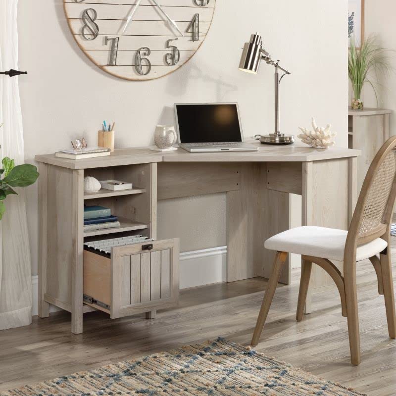 Sauder Costa Corner Computer Desk in Chalked Chestnut, Chalked Chestnut Finish