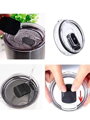 Tumbler Lid 20oz, Fit YE-TI Rambler Or Old Style RTIC Coffee Tumbler, Spillproof Ozark Trail Lids, Slider Switch Spill Proof Tumbler Cover (Black, 2 Packs, 20oz)