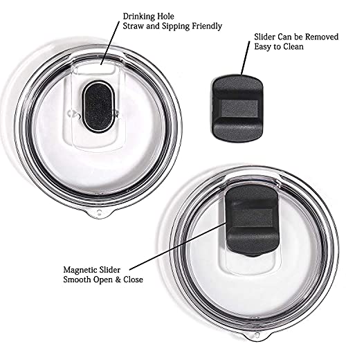 Tumbler Lid 20oz, Fit YE-TI Rambler Or Old Style RTIC Coffee Tumbler, Spillproof Ozark Trail Lids, Slider Switch Spill Proof Tumbler Cover (Black, 2 Packs, 20oz)