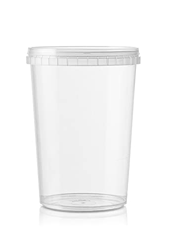 NYHI 32-oz. Round Clear Deli Containers with Lids | Stackable, Tamper-Proof BPA-Free Food Storage Containers | Recyclable Airtight Container for Kitchen Storage, Meal Prep, Take Out | 18 Pack