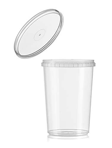 NYHI 32-oz. Round Clear Deli Containers with Lids | Stackable, Tamper-Proof BPA-Free Food Storage Containers | Recyclable Airtight Container for Kitchen Storage, Meal Prep, Take Out | 18 Pack
