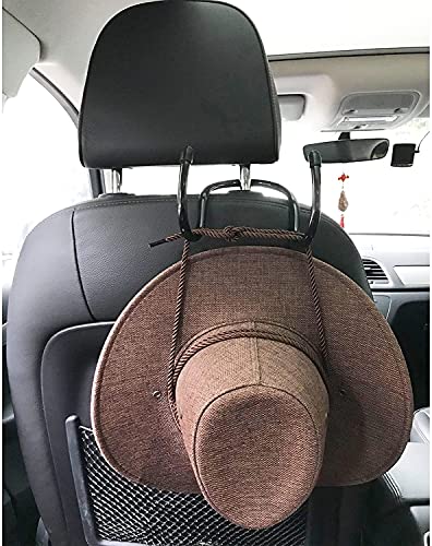 Cowboy Hat Holder Rack, Hat Holder Rack for Trunks Cars SUV, - Flexible Over The Car Seat Hat Hanger Hook - Keep Hat Shape - for Coats, Caps, Bag, Safety Helmet โ 2 Pack - No Hat