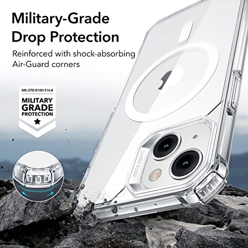 ESR for iPhone 14 Case/iPhone 13 Case, Compatible with MagSafe, Shockproof Military-Grade Protection, Air-Guard Corners, Magnetic Phone Case for iPhone 14/13, Air Armor Magnetic Case (HaloLock), Clear