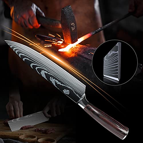 ZENG Kitchen Knife Set 10 PCS, Kitchen Knife Set without Block, Japanese Knife Set Stainless Steel, Chef knife set Professional, Pakkawood Handle, Sharp Knife Set for Vegetable Meat Fruit