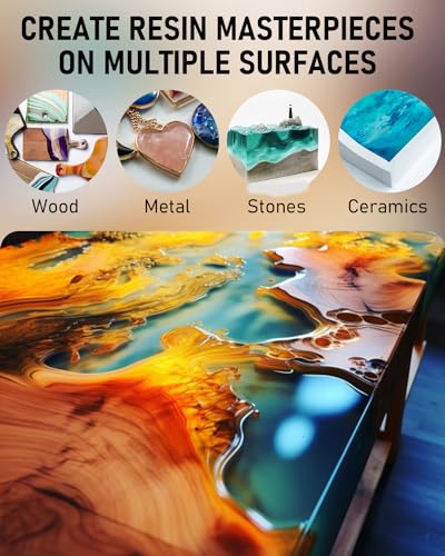 Smallbudi 17 Oz Epoxy Resin Kit - Crystal Clear Epoxy Resin & Hardener for DIY Art, Crafts, Mold Casting, Resin Coasting, Wood, Jewelry Making, Food Safe, Heat & UV Resistant, No Bubble 1:1 Ratio